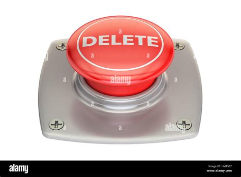 Delete Red Button 3d Rendering Isolated On White Background Stock