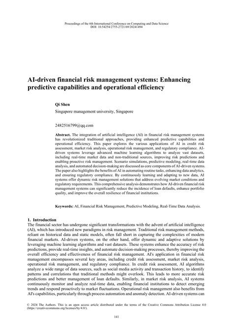 Pdf Ai Driven Financial Risk Management Systems Enhancing Predictive Capabilities And