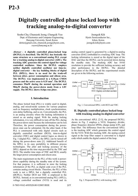 Pdf Digitally Controlled Phase Locked Loop With Tracking Analog To