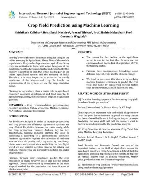 Crop Yield Prediction Using Machine Learning Pdf