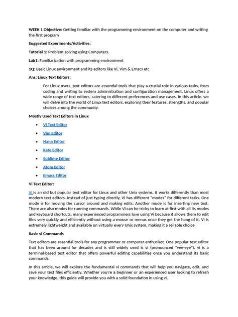 Week 1 Objective Pdf Linux Cursor User Interface