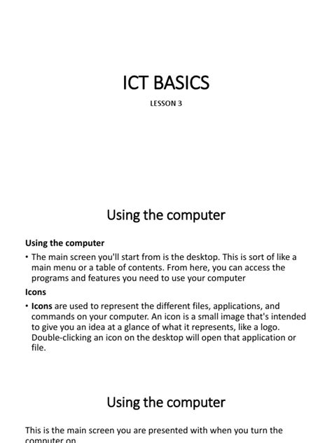 Ict Basics Lesson3 Pdf Icon Computing Graphical User Interfaces