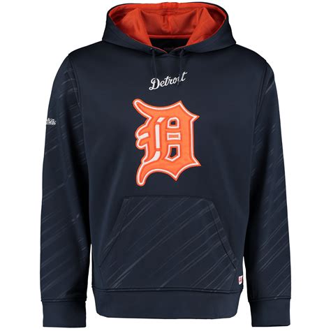 Mens Detroit Tigers Stitches Navy Pullover Fleece Hoodie With Contrast