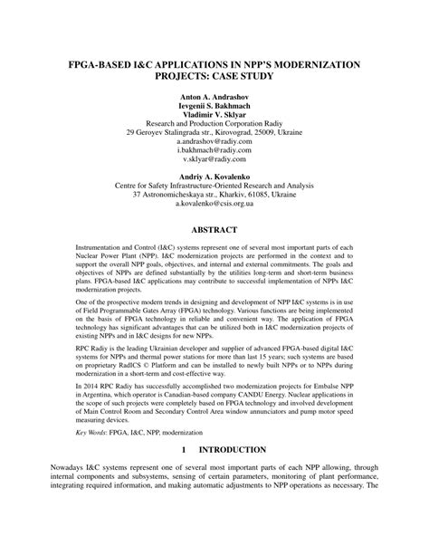 Pdf Fpga Based Iandc Applications In Npps Modernization Projects Case