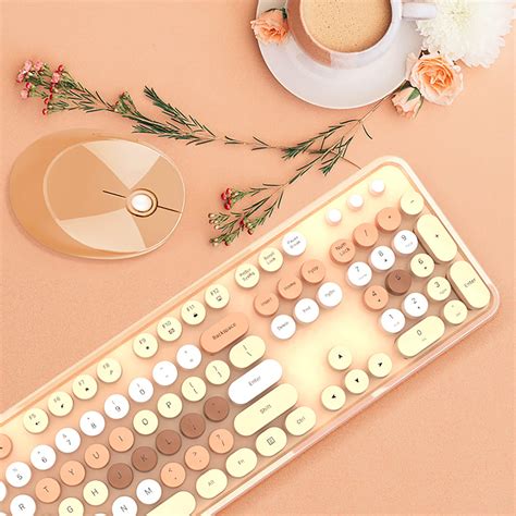 Mua 2 4g Full Size Wireless Keyboard And Mouse Combo Multi Color Typewriter Style Round Keycap