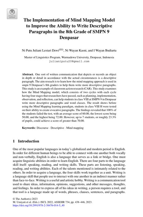 Pdf The Implementation Of Mind Mapping Model To Improve The Ability