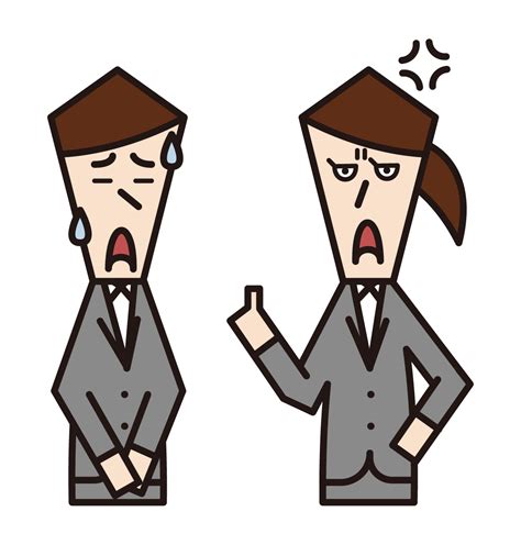 上司に怒られる部下（男性）のイラスト フリーイラスト素材集 Kukukeke