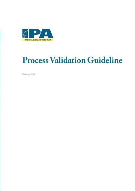 Ipa Process Validation Guidelines Indian Pharmaceutical Alliance Pdf