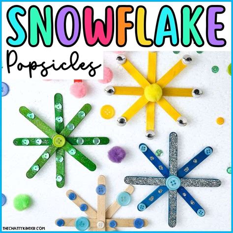 Cute And Sparkly Snowflake Popsicle Stick Winter Fine Motor Craft The Chatty Kinder