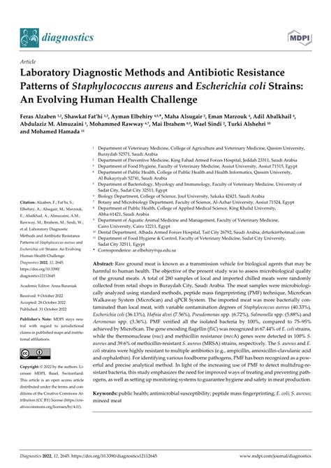Pdf Laboratory Diagnostic Methods And Antibiotic Resistance Patterns Of Staphylococcus Aureus