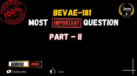 Bevae 181 Previous Year Question Paper Bevae 181 Most Important
