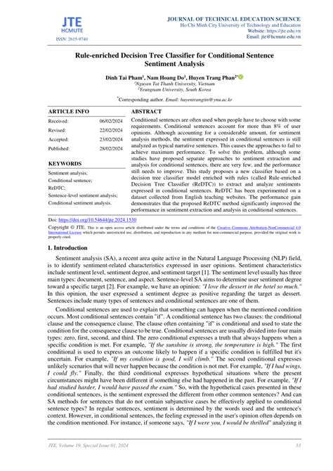 Pdf Rule Enriched Decision Tree Classifier For Conditional Sentence