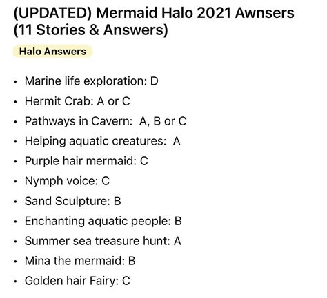 Mermaid Halo 2021 Answers Rroyalehighroblox