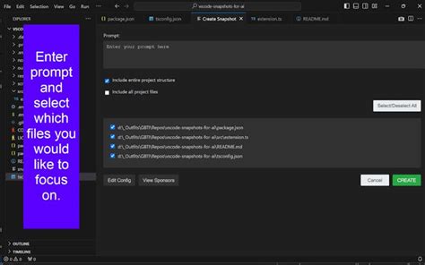 snapshots for ai vscode extension create full markdown file snapshots of your entire project