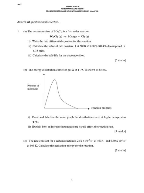 Sk025 Kmk Set 3 Question Pdf Chemical Reactions Chemical Compounds