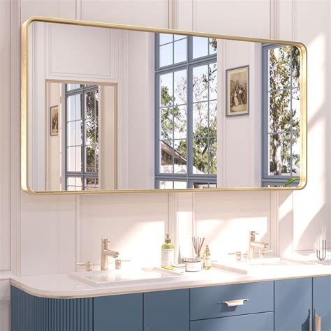 Tetote 48 X 24 Inch Brushed Gold Frame Mirror Brass