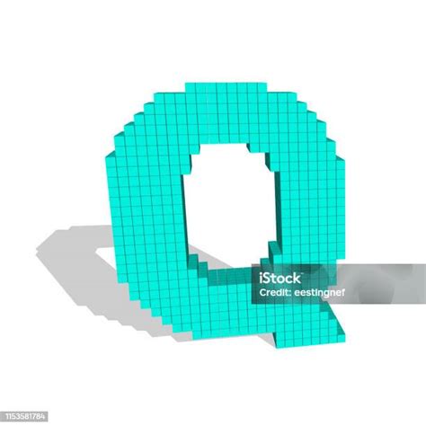 3d 픽셀화 된 대문자 Q 벡터 일러스트입니다 0명에 대한 스톡 벡터 아트 및 기타 이미지 0명 3차원 형태 개념