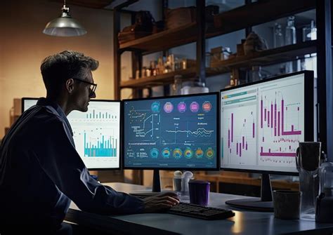 Premium Ai Image A Chemist Analyzing Data On A Computer Screen With