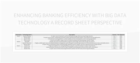 Enhancing Banking Efficiency With Big Data Technology A Record Sheet Perspective Excel Template