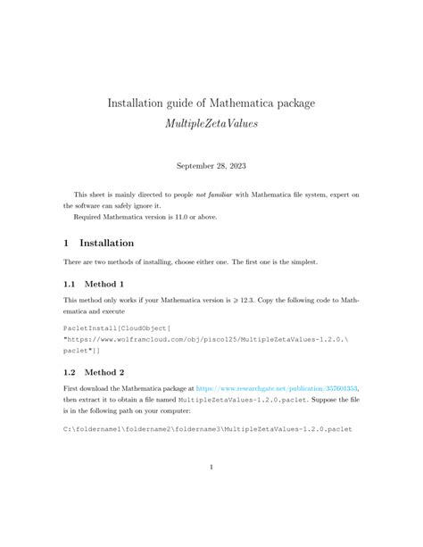 Pdf Mathematica Package Multiplezetavalues