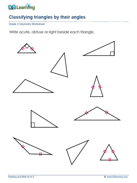 Grade 3 Geometry Classify Triangles Angles Pdf