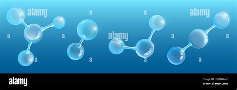 Abstract Molecular Structure From Shiny Glass Spheres Vector Realistic Set Of 3d Molecules