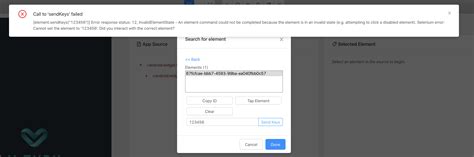 Unable To Perform Action On Element In Native Android App Support