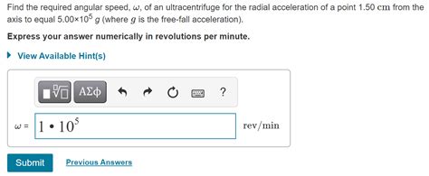 solved find the required angular speed w of an