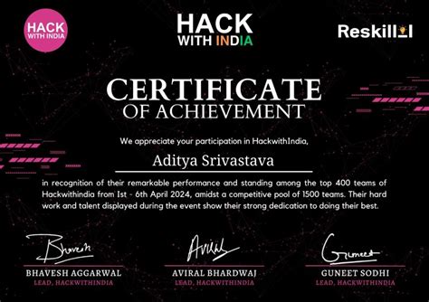 Aditya Srivastava On Linkedin Participated In A Hackathon Organised By Hackwithindia And