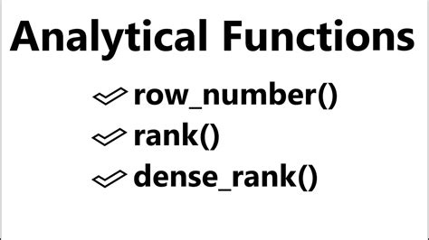 Analytical Functions In Oracle With Examples Rownumber Rank Denserank Functions