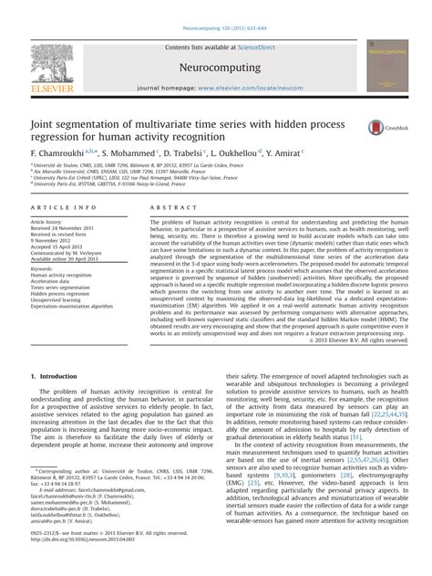 Pdf Joint Segmentation Of Multivariate Time Series With Hidden Process Regression For Human