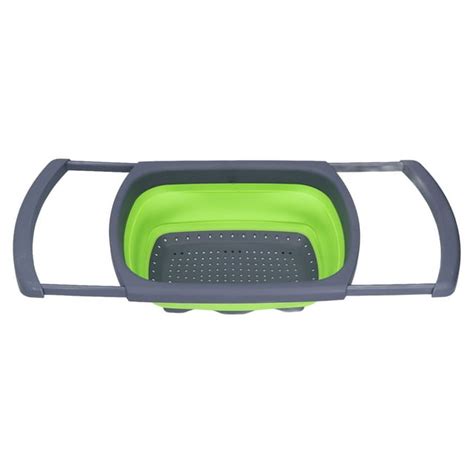 Collapsible Colander Basket Green Foldable Drain Basket Silicone Collapsible Vegetable Fruit