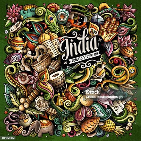인도 손으로 그린 벡터 낙서 그림입니다 인도 포스터 디자인입니다 0명에 대한 스톡 벡터 아트 및 기타 이미지 0명 3차원 형태 가네샤 Istock