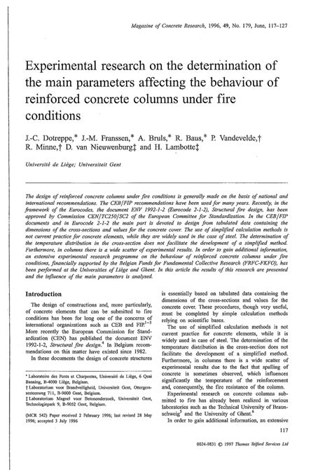Pdf Experimental Research On The Determination Of The Main Parameters Affecting The Behaviour