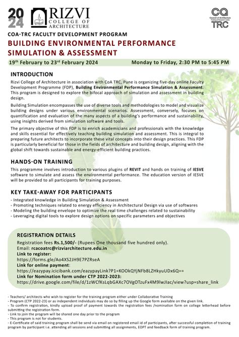 Faculty Development Programme Rizvi College Of Architecture