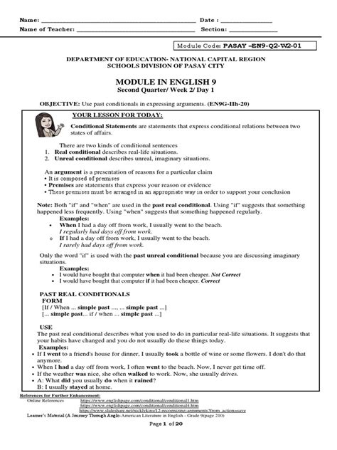 Using Past Conditionals In Arguments Pdf Newspapers