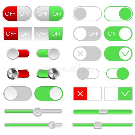 Toggle Switch Set Light Theme On And Off Sliders Template For App