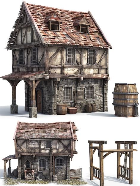 A Set Of 3d Realistic Game Assets For Building Cinema Premium Ai