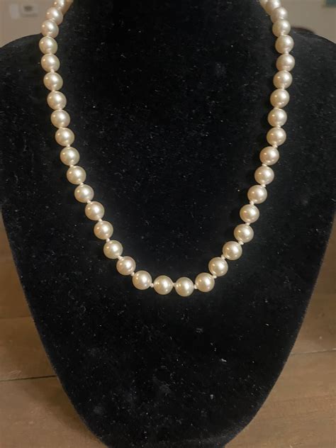 Vintage Pm70 Majorica Pearl Necklace With Sterling Clasp And Safety
