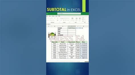 ‍🔥mastering Subtotal Function In Excel Tutorial 💝🙈shortsvideo Shorts Youtubeshorts Youtube
