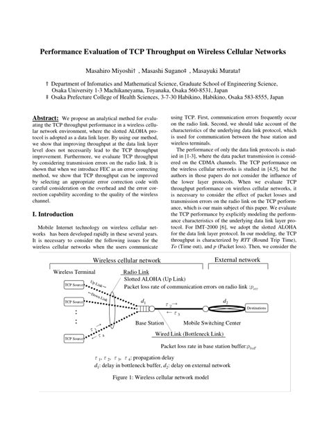 Pdf Performance Evaluation Of Tcp Throughput On Wireless Cellularnetworks