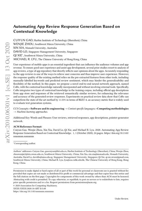 Automating App Review Response Generation Based On Contextual Knowledge Deepai