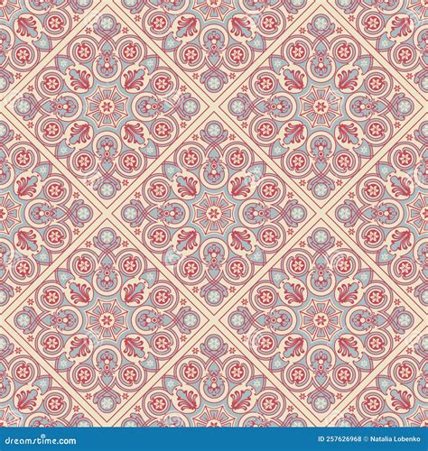 Seamless Abstract Geometric Pattern Square Vintage Decorative Background Wallpaper Flowers
