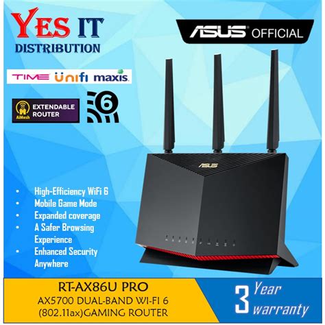 ASUS RT AX U Pro AX Dual Band WiFi Gaming Router Replace RT AX U Shopee Malaysia