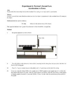 Experiment Newtons Second Law Acceleration Experiment Newton S Second Law