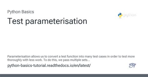 Test Parameterisation Python Basics