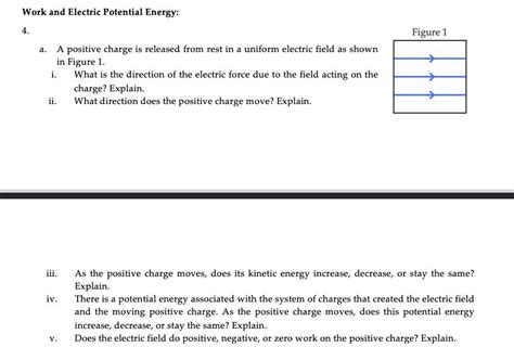 Solved Work And Electric Potential Energy A A Positive Chegg