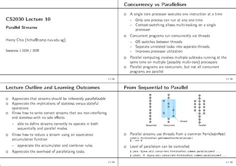 Lecture 10 4on1 Cs2030 Materials 1 16 Cs2030 Lecture 10 Parallel