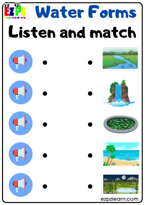 Water Forms Vocabulary Interactive Worksheet Listen And Match The