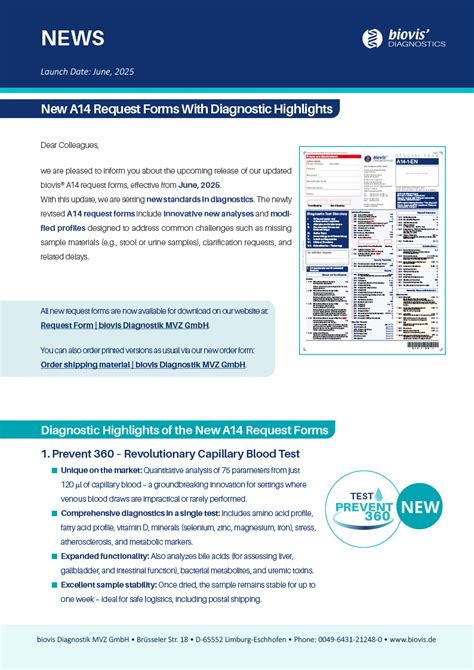 New A14 Request Forms With Diagnostic Highlights Biovis Diagnostik